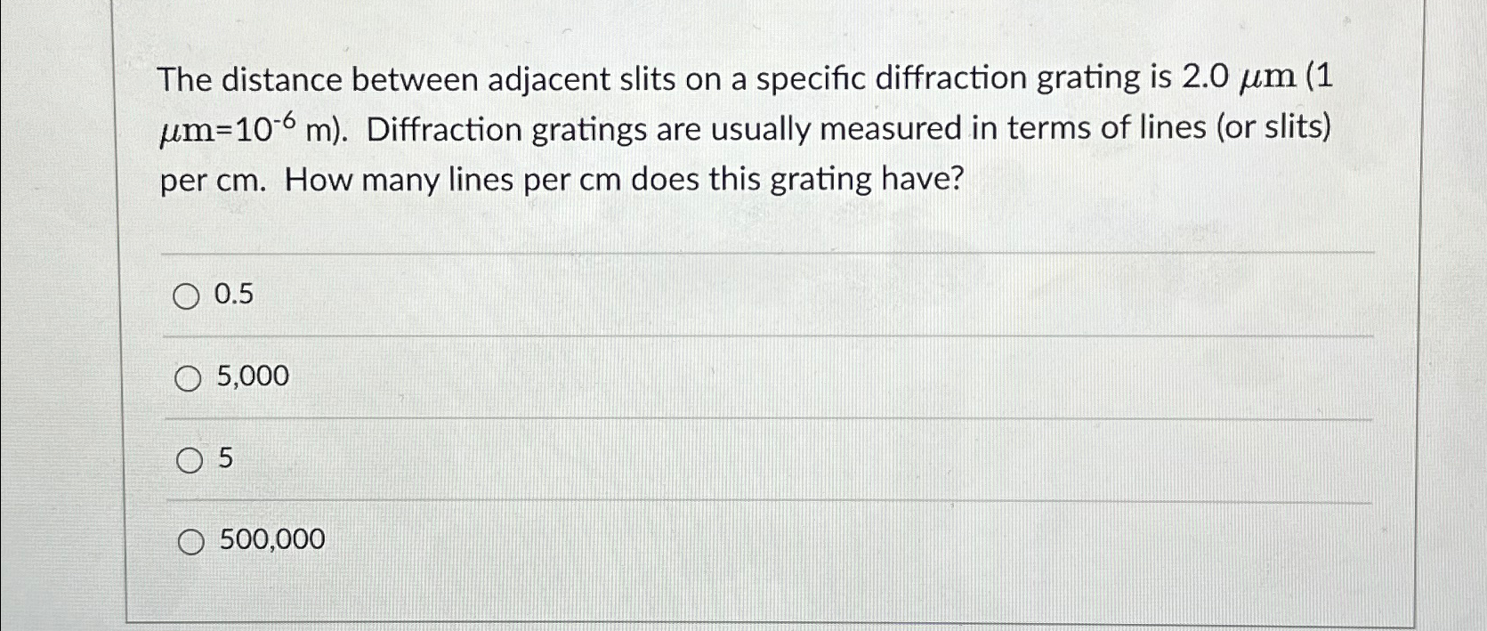 Solved The distance between adjacent slits on a specific | Chegg.com