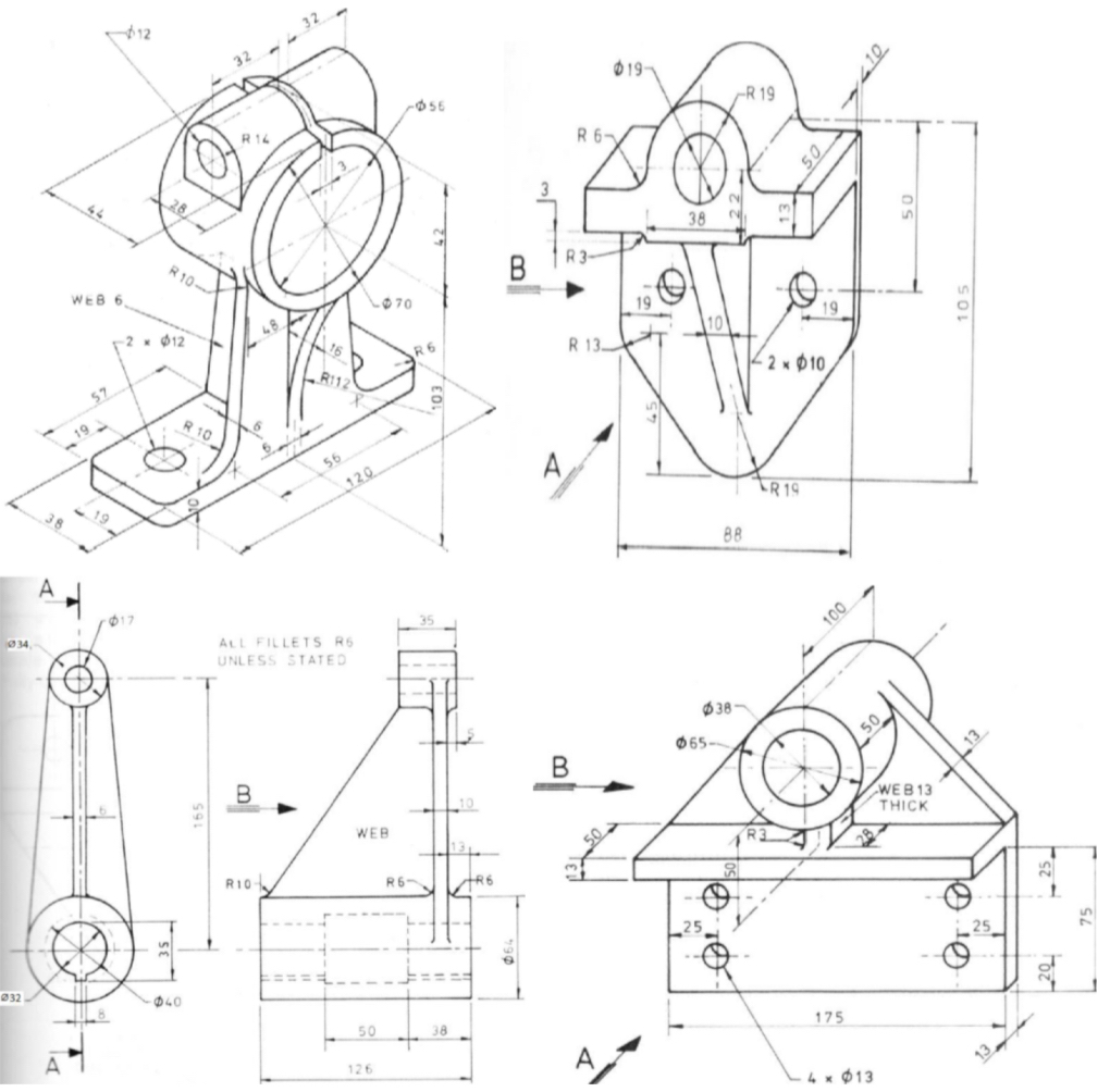 Solved Mechanical engineering ﻿Technical Sketching. | Chegg.com
