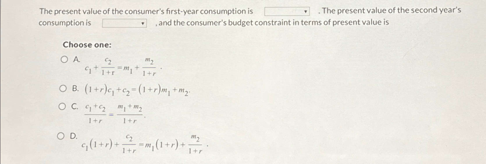 Solved The present value of the consumer's first-year | Chegg.com