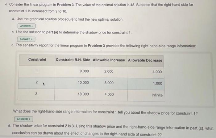 Solved 4. Consider the linear program in Problem 3. The | Chegg.com
