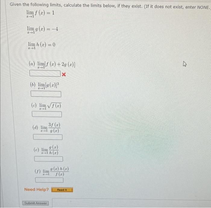 Solved en the following limits, calculate the limits below, | Chegg.com