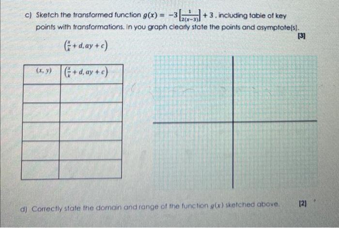 Solved sketch the transformed function g(x)=-3[1/2(x-3)]+3, | Chegg.com