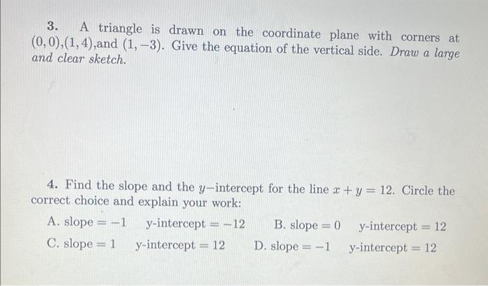 Solved 3. A triangle is drawn on the coordinate plane with | Chegg.com