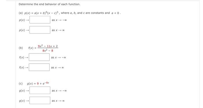 Solved Determine the end behavior of each function. (a) | Chegg.com
