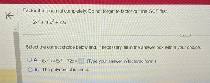 Solved Factor the perfect square trinomial. x2+14x+49 Select | Chegg.com