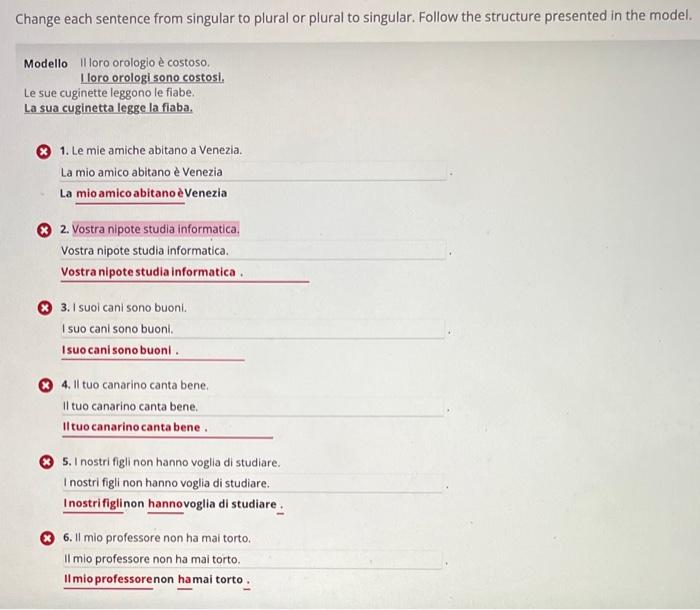 Change each sentence from singular to plural or | Chegg.com