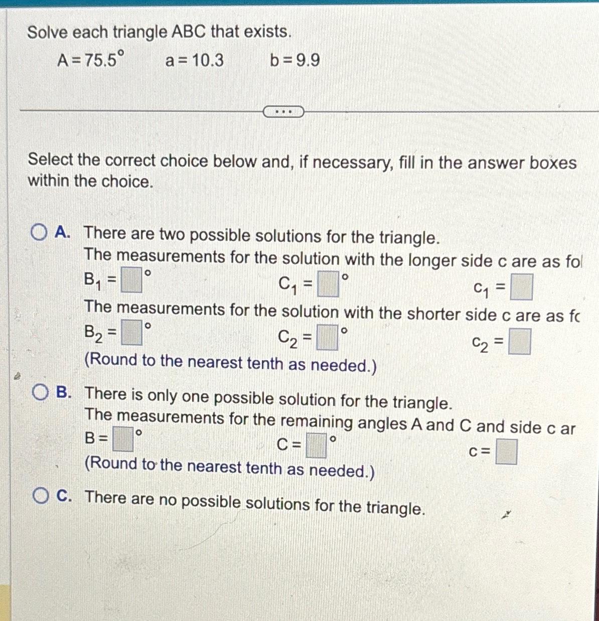 Solved Solve each triangle ABC that | Chegg.com