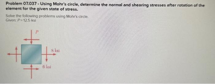 Solved Problem 07.037 - Using Mohr's circle, determine the | Chegg.com