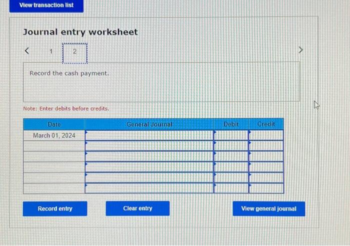 Solved Journal entry worksheet 2 Record the journal entry | Chegg.com