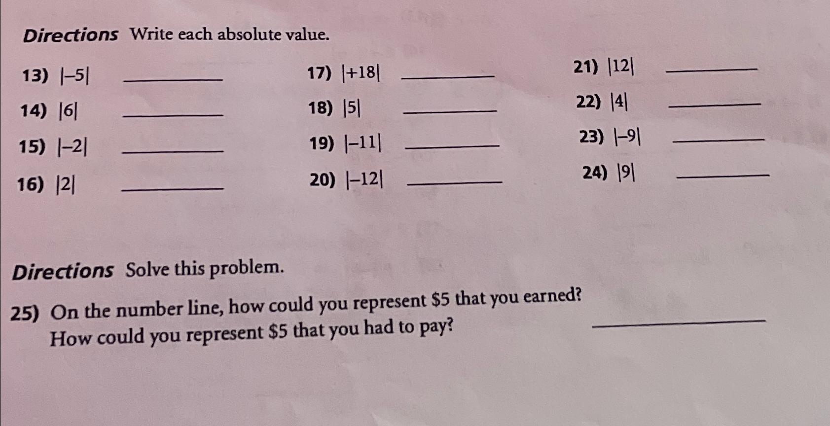 Solved Directions Write each absolute | Chegg.com