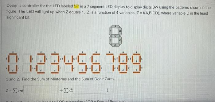 Solved Design a controller for the LED labeled 'F'in a 7 | Chegg.com