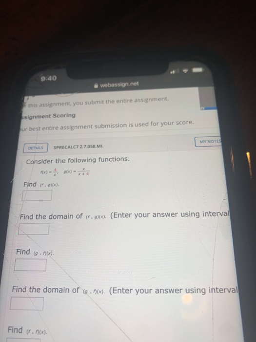 Solved 9:40 webassign.net this assignment, you submit the | Chegg.com