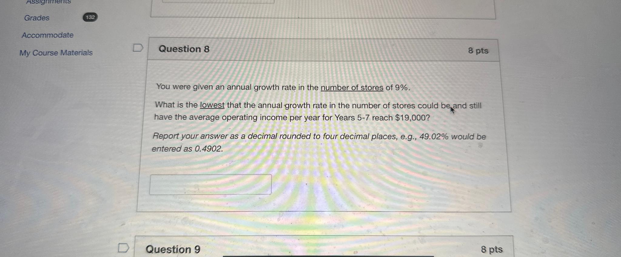 Solved GradesAccommodateMy Course MaterialsQuestion 88 | Chegg.com