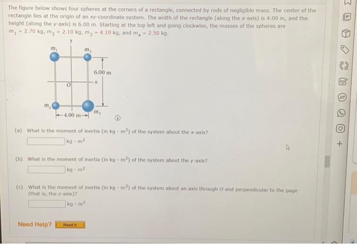 Solved The figure below shows four spheres at the corners of | Chegg.com