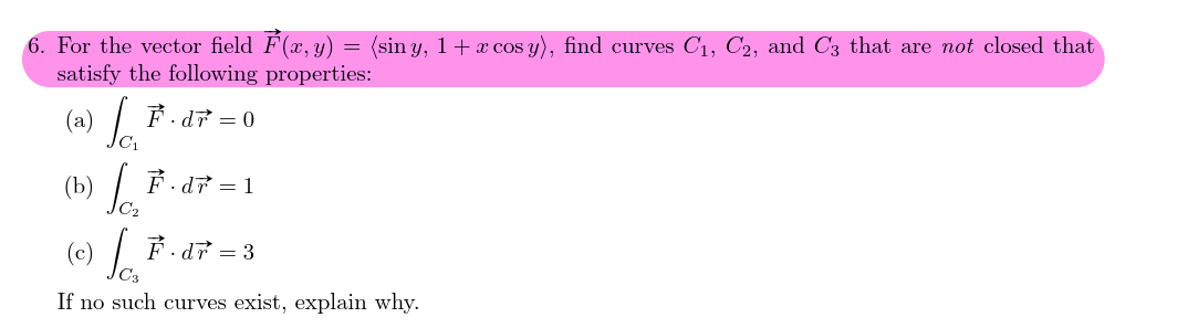 Solved For the vector field vec(F)(x,y)=(:siny,1+xcosy:), | Chegg.com
