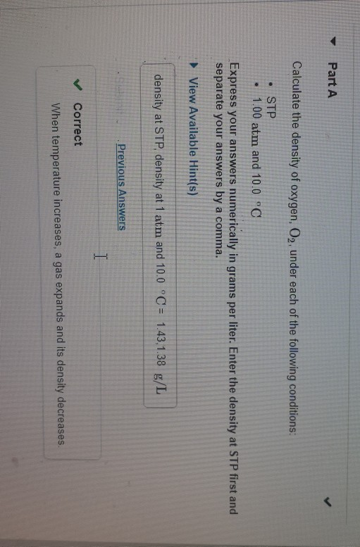 Solved Chapter 6 Graded Homework Gas Density and Molar Mass | Chegg.com