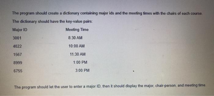 Solved b) Write a program that creates a dictionary | Chegg.com