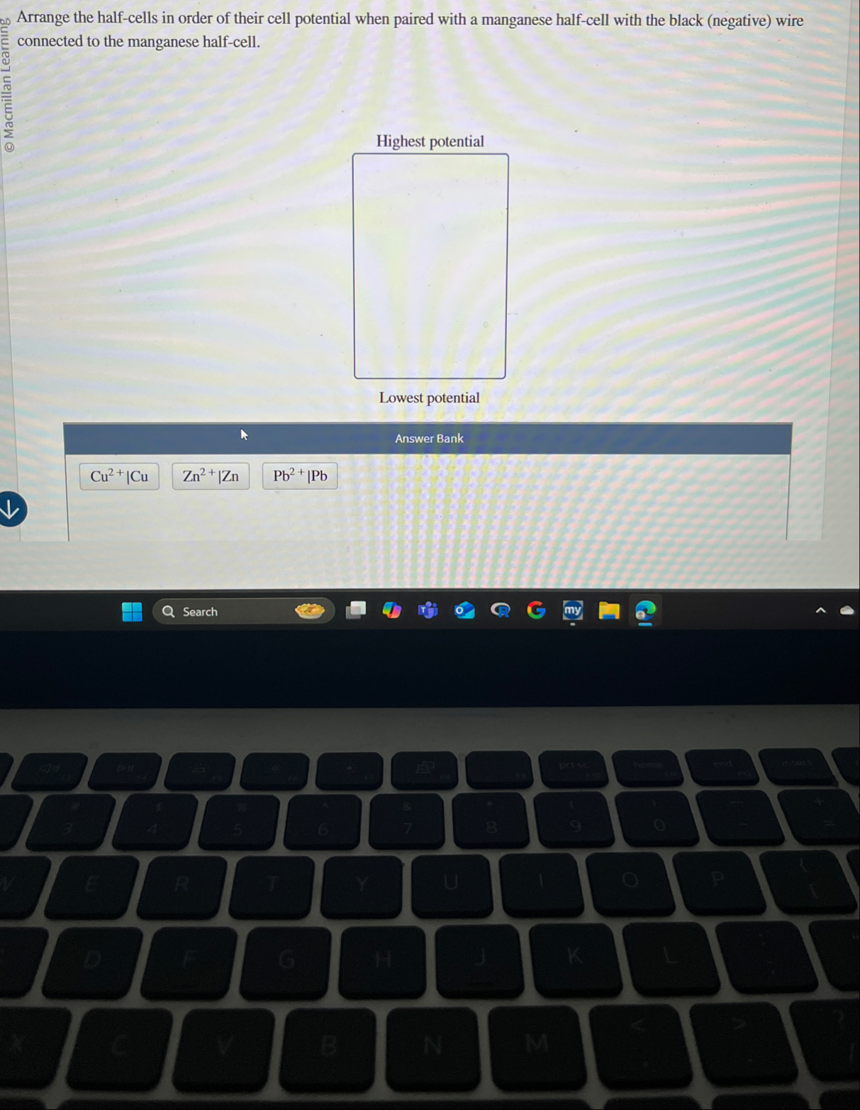 Solved Arrange the half-cells in order of their cell | Chegg.com