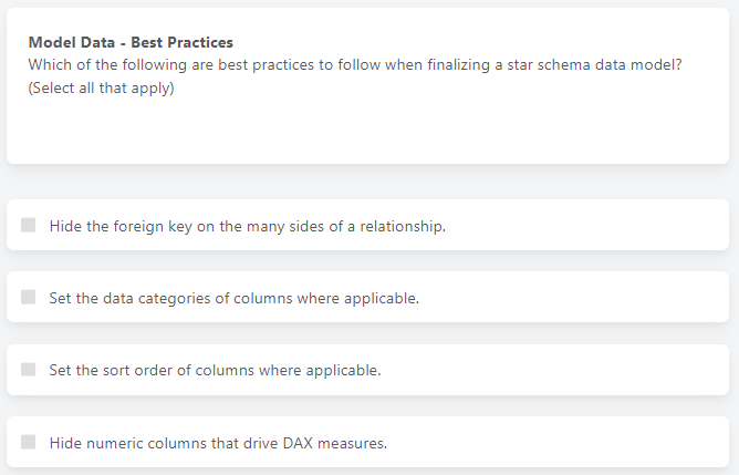 Solved Model Data - ﻿Best PracticesWhich of the following | Chegg.com