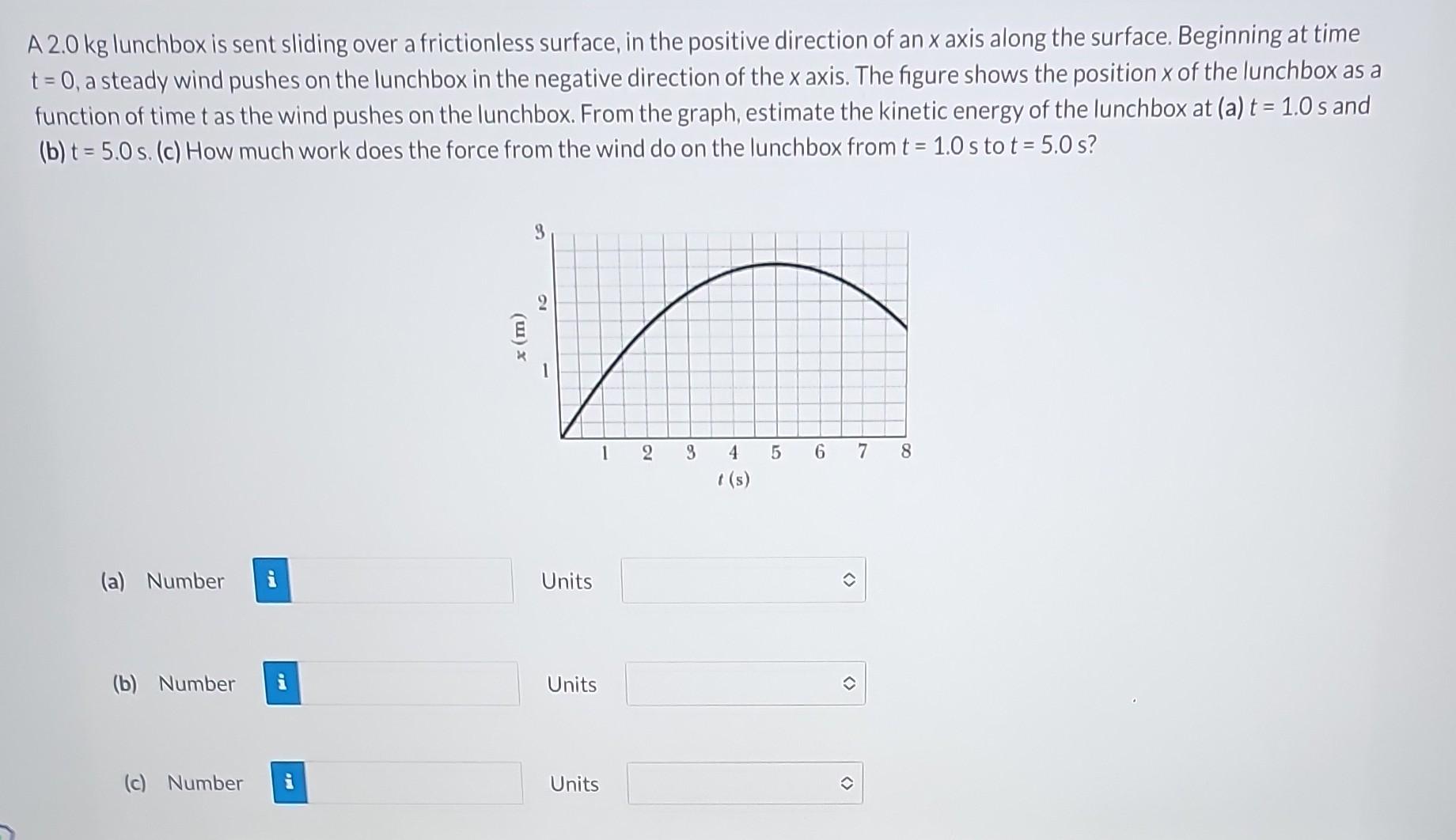 Solved A 2.0 kg lunchbox is sent sliding over a frictionless | Chegg.com