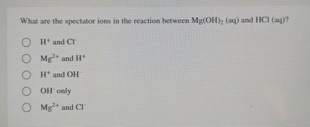 Solved What are the spectator ions in the reaction between | Chegg.com