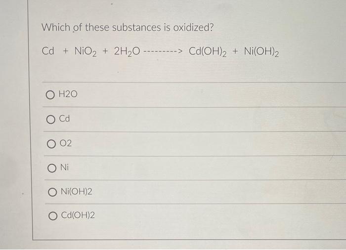 Solved Which of these substances is oxidized? | Chegg.com