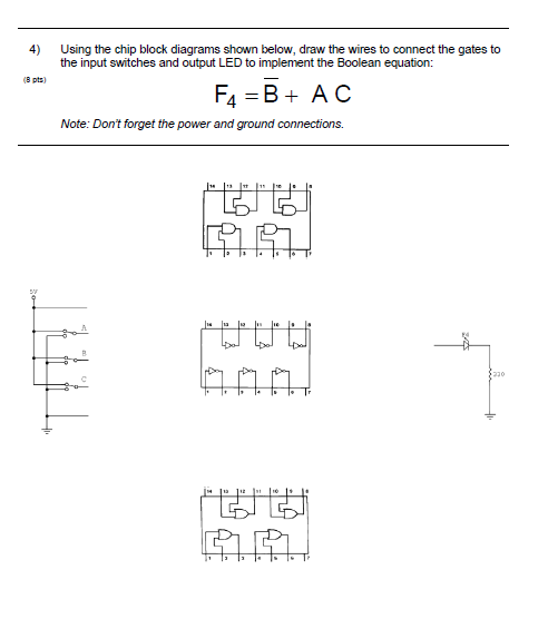 Solved Using the chip block diagrams shown below, draw the | Chegg.com