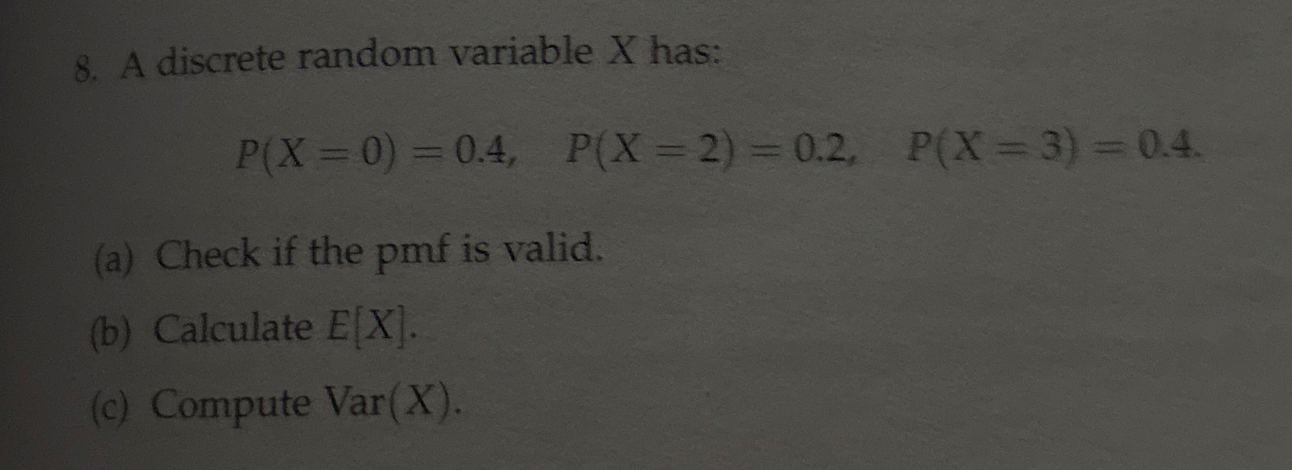 Solved A discrete random variable x | Chegg.com