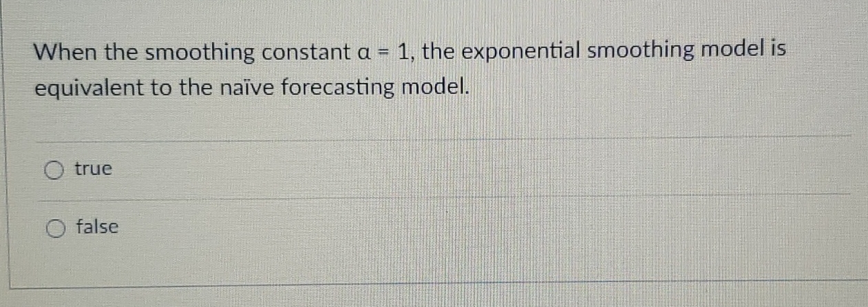 Solved When the smoothing constant a=1, ﻿the exponential | Chegg.com