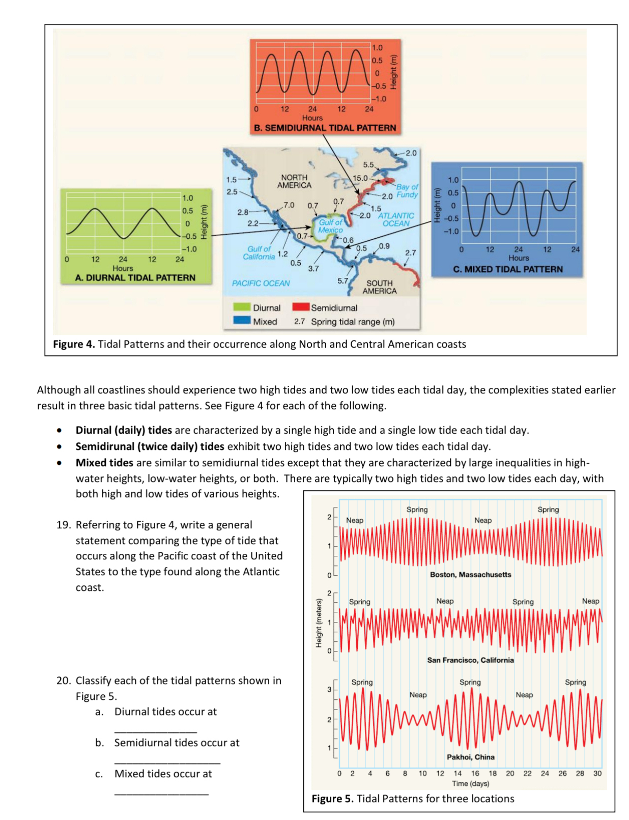 Solved Although all coastlines should experience two high | Chegg.com