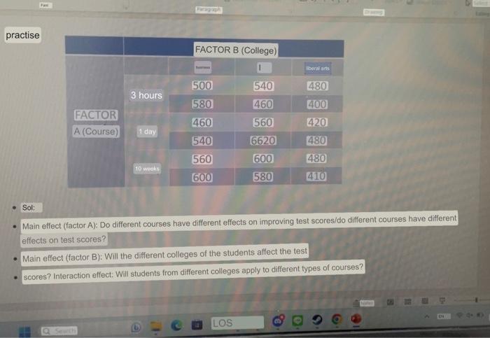 practise Sol: - Main effect (factor A): Do different | Chegg.com