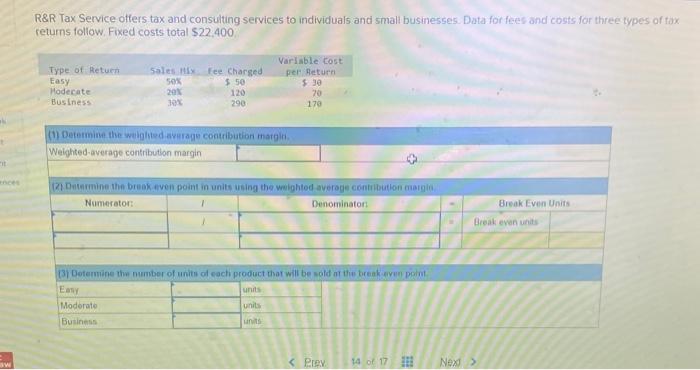 Solved R\&R Tax Service offers tax and consulting services | Chegg.com
