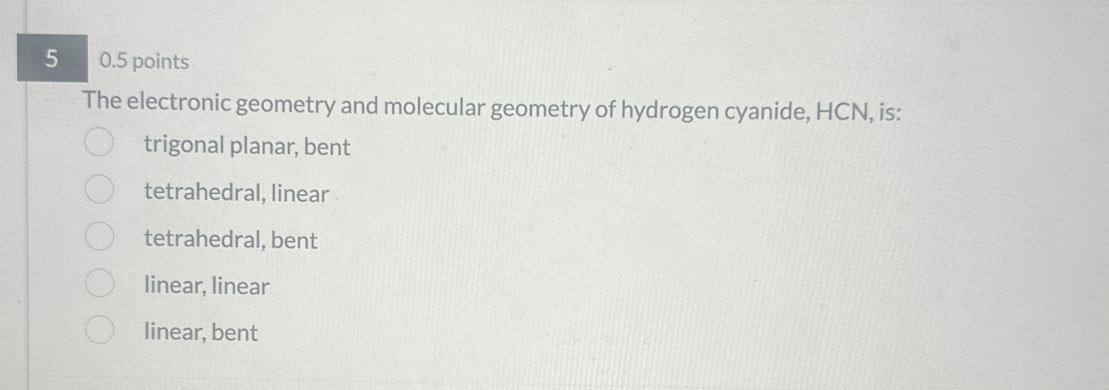 Solved 50.5 ﻿pointsThe electronic geometry and molecular | Chegg.com