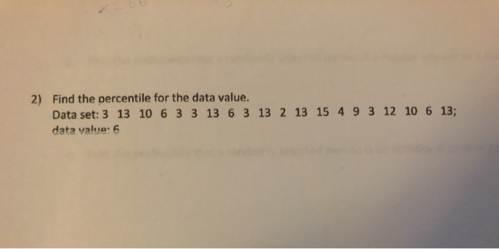 Solved 2) Find the percentile for the data value. Data set: | Chegg.com