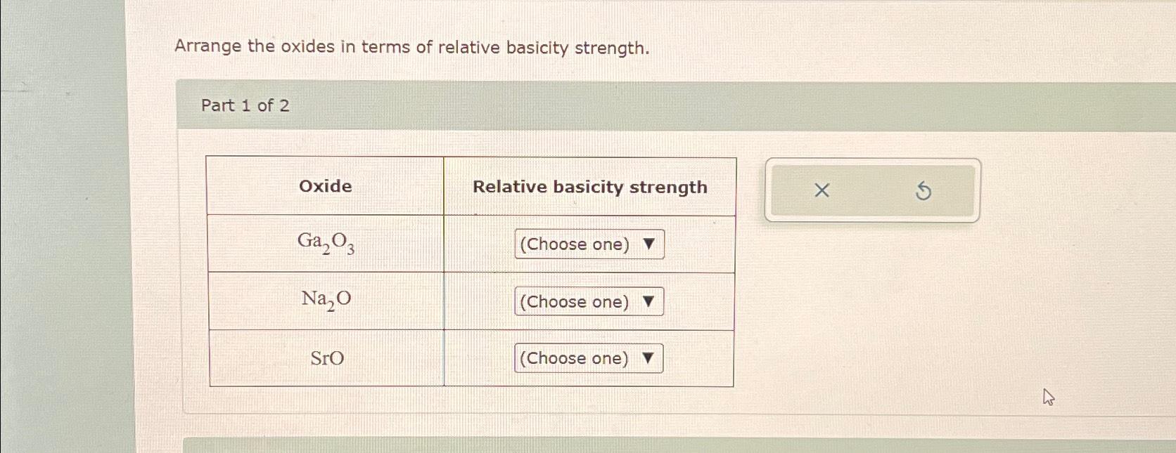 Solved Arrange the oxides in terms of relative basicity | Chegg.com