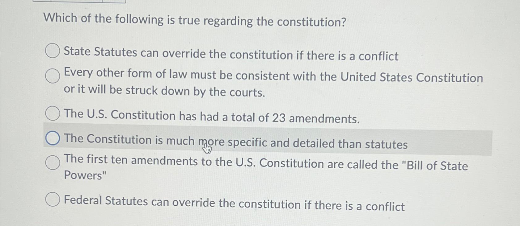 Solved Which of the following is true regarding the | Chegg.com