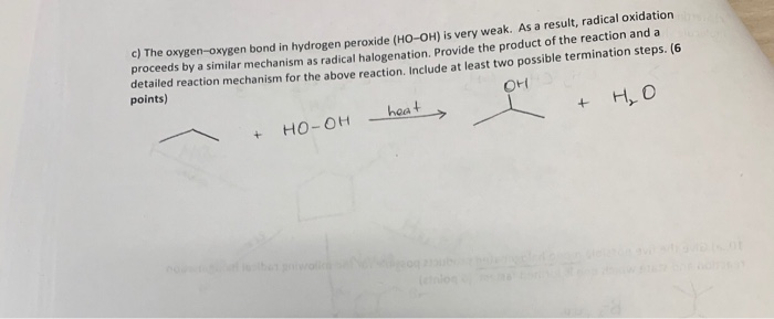 Solved c) The oxygen-oxygen bond in hydrogen peroxide | Chegg.com