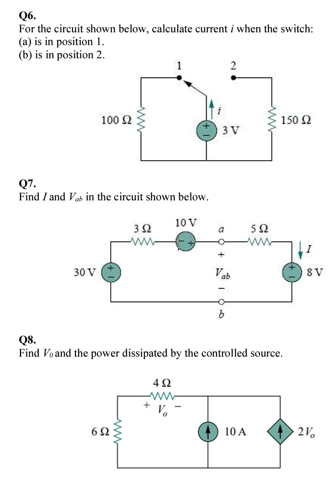Solved Q6.For the circuit shown below, calculate current i | Chegg.com