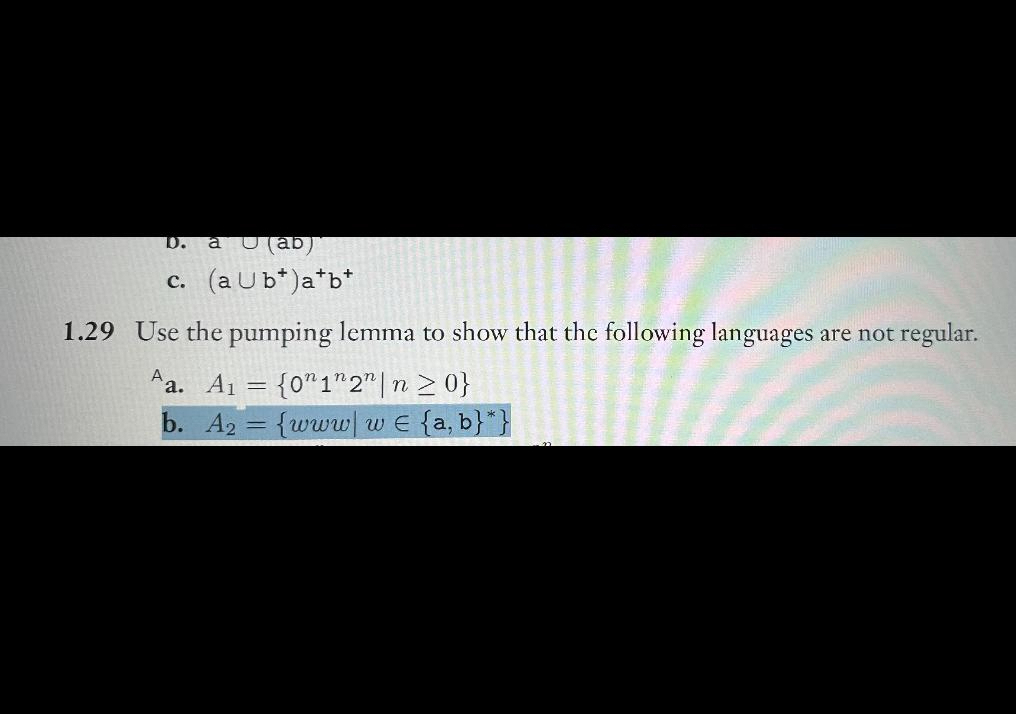 Solved Use the pumping lemma to show that the following | Chegg.com
