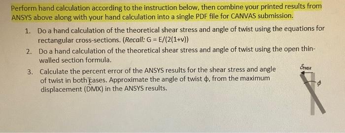 Solved Perform hand calculation according to the instruction | Chegg.com