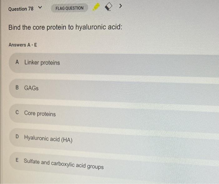 Bind the core protein to hyaluronic acid: Answers A | Chegg.com