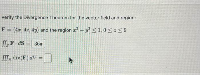 Solved Verify the Divergence Theorem for the vector field | Chegg.com