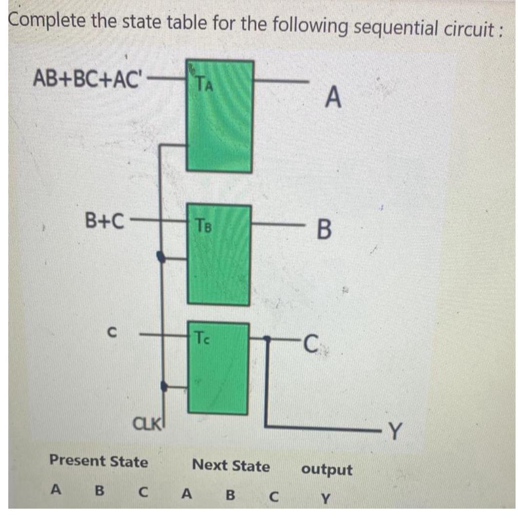 Solved Complete the state table for the following sequential | Chegg.com