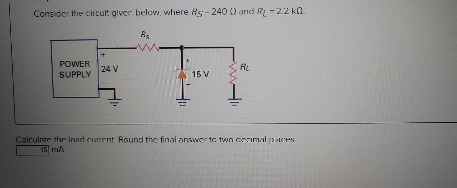 Solved Consider the circuit given below, where RS=240Ω and | Chegg.com