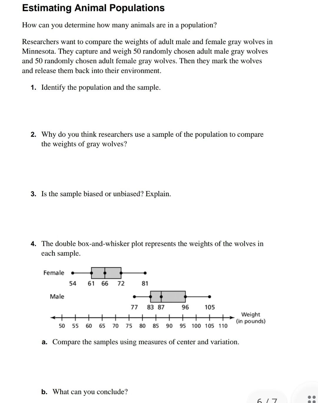Solved Estimating Animal Populations How can you determine | Chegg.com