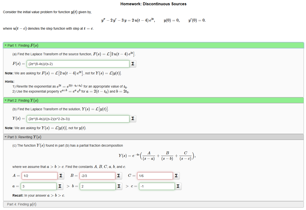 Solved Homework: Discontinuous SourcesConsider the initial | Chegg.com