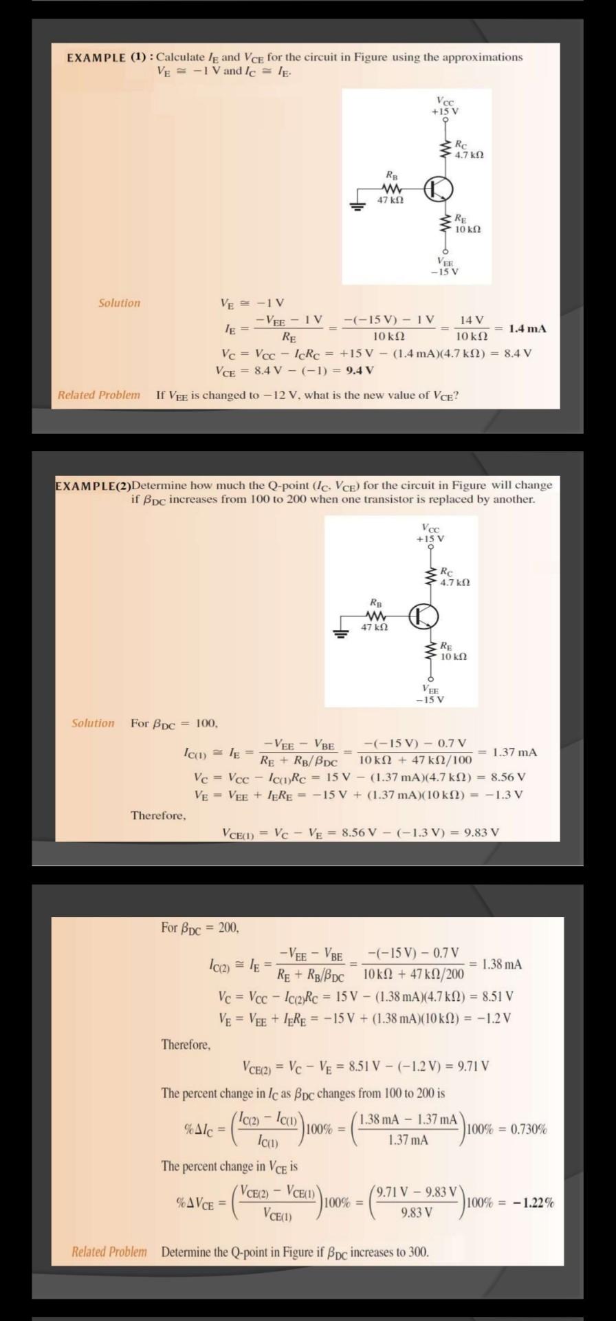 Solved EXAMPLE (1): Calculate le and VCE for the circuit in | Chegg.com