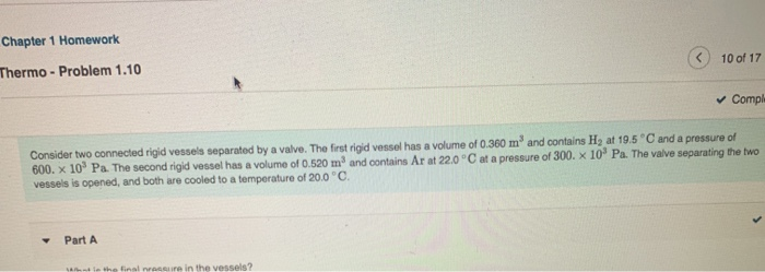 Solved Chapter 1 Homework Thermo - Problem 1.10 10 of 17 | Chegg.com