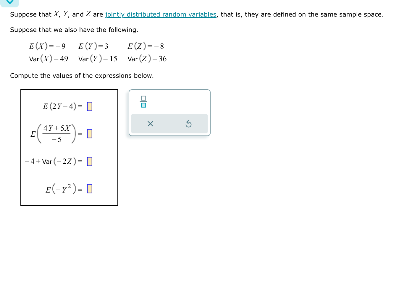 Solved Suppose that x,Y, ﻿and Z ﻿are jointly distributed | Chegg.com