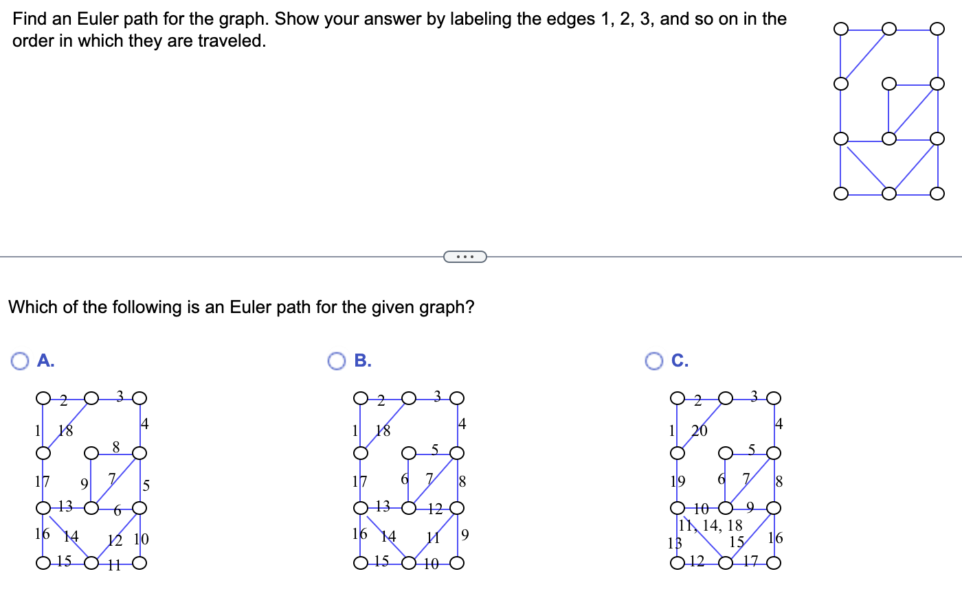 Solved Which of the following is an Euler path for the given | Chegg.com